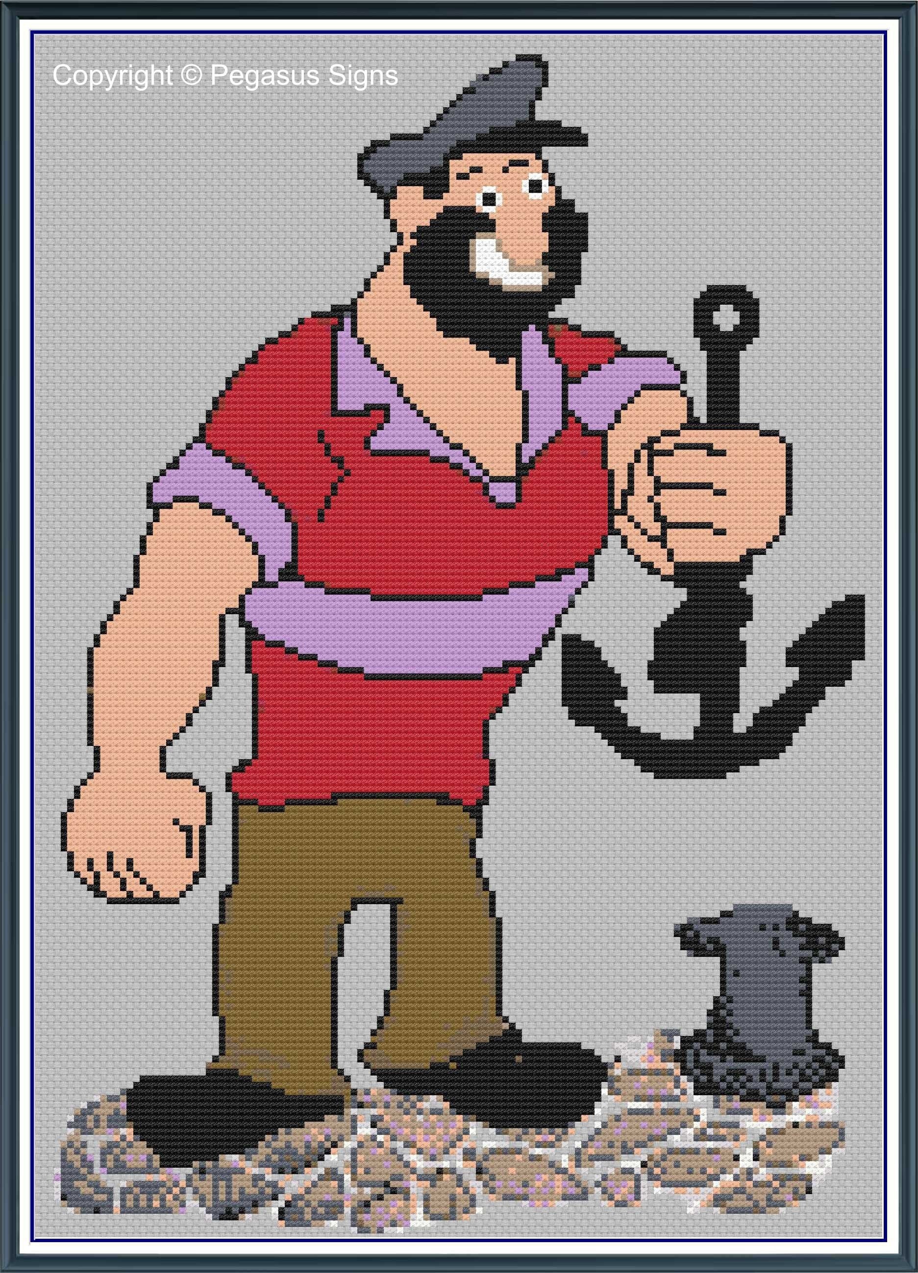 Bluto Cross Stitch Pattern Only PDF/JPEG Files Sailor Cartoon Popeye ...