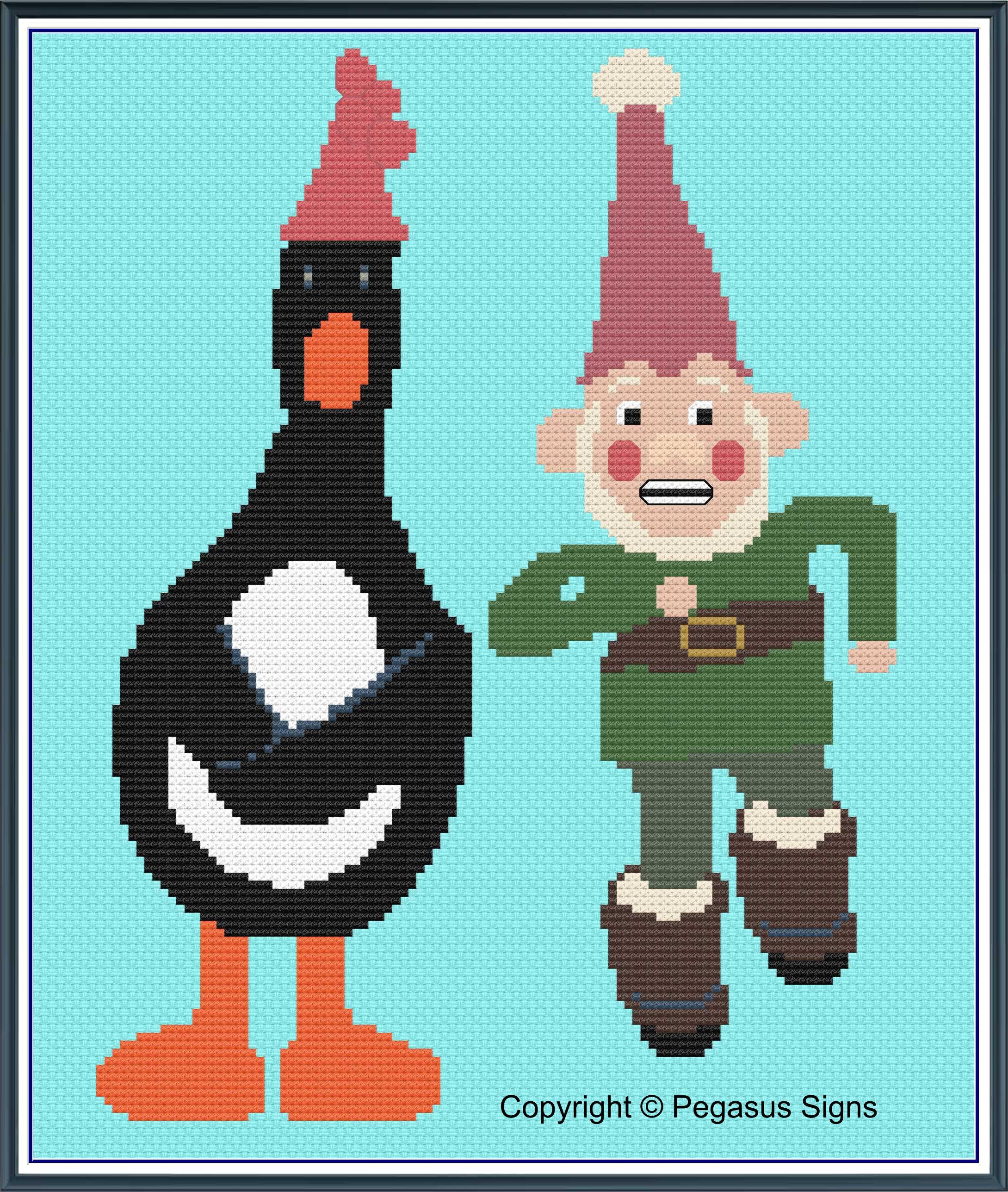 Penguin and Gnome Cross Stitch Pattern – Feathers Mcgraw & Norbot (PDF ...