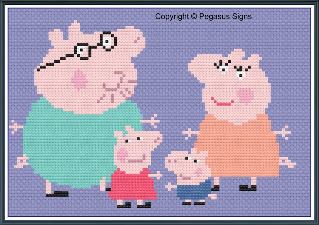 Peppa Pig and Family Cross Stitch Pattern Only PDF/JPEG Files - Kidstv ...