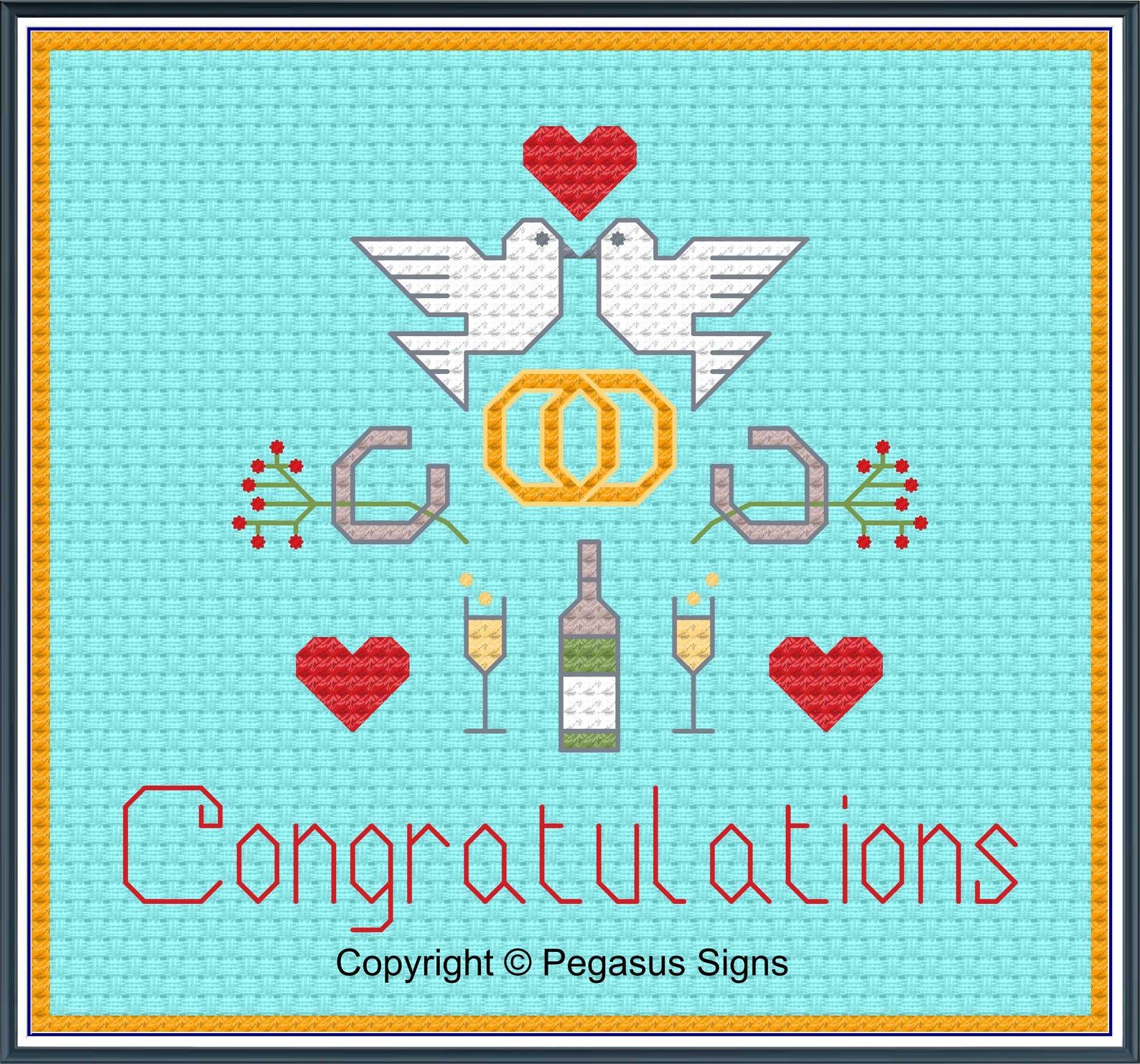 Marriage Congratulations Cross Stitch Pattern - Wedding Gift (PDF/JPEG ...