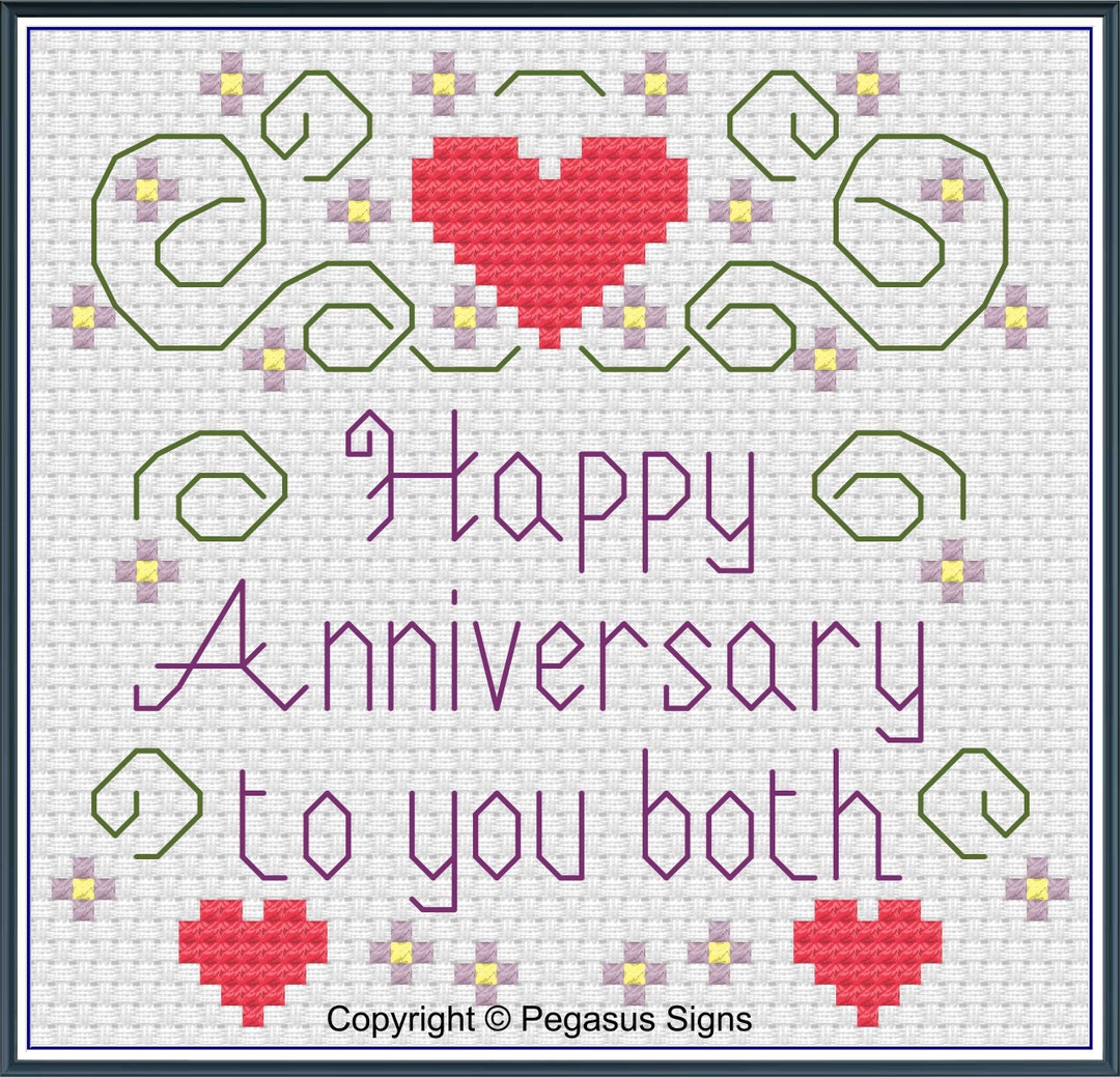 Happy Anniversary Cross Stitch Pattern Only PDF/JPEG Files ...