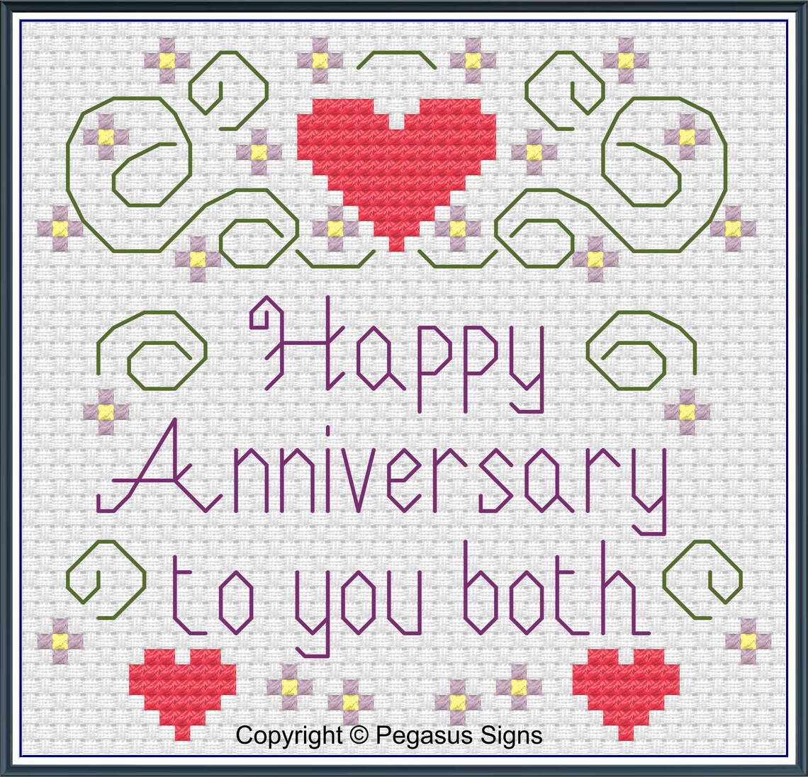 Happy Anniversary Cross Stitch Pattern Only PDF/JPEG Files Celebration ...