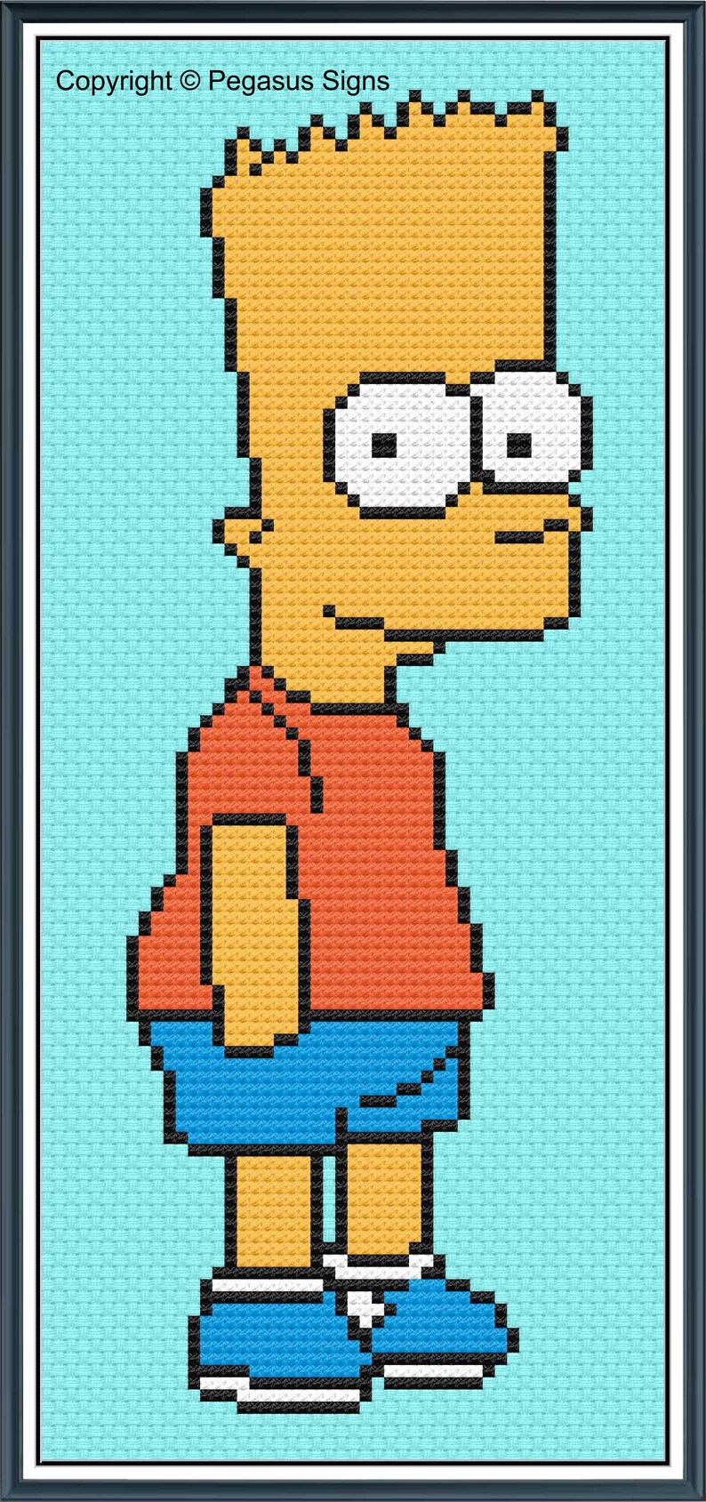 Bart Simpson Cross Stitch Pattern Only PDF/JPEG Files - Cartoons ...