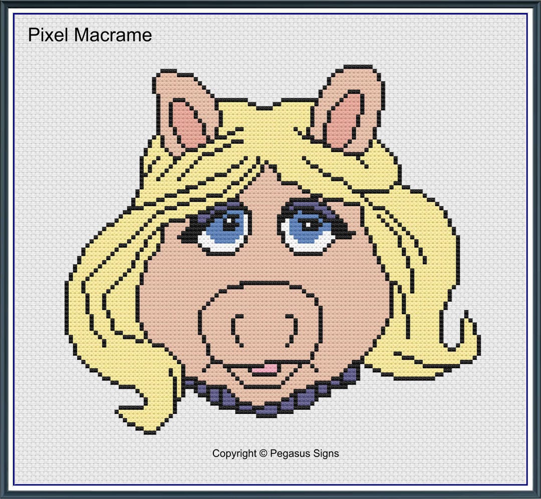 Pixel Macrame Miss Piggy Pattern Only PDF/JPEG Files - Macrame ...