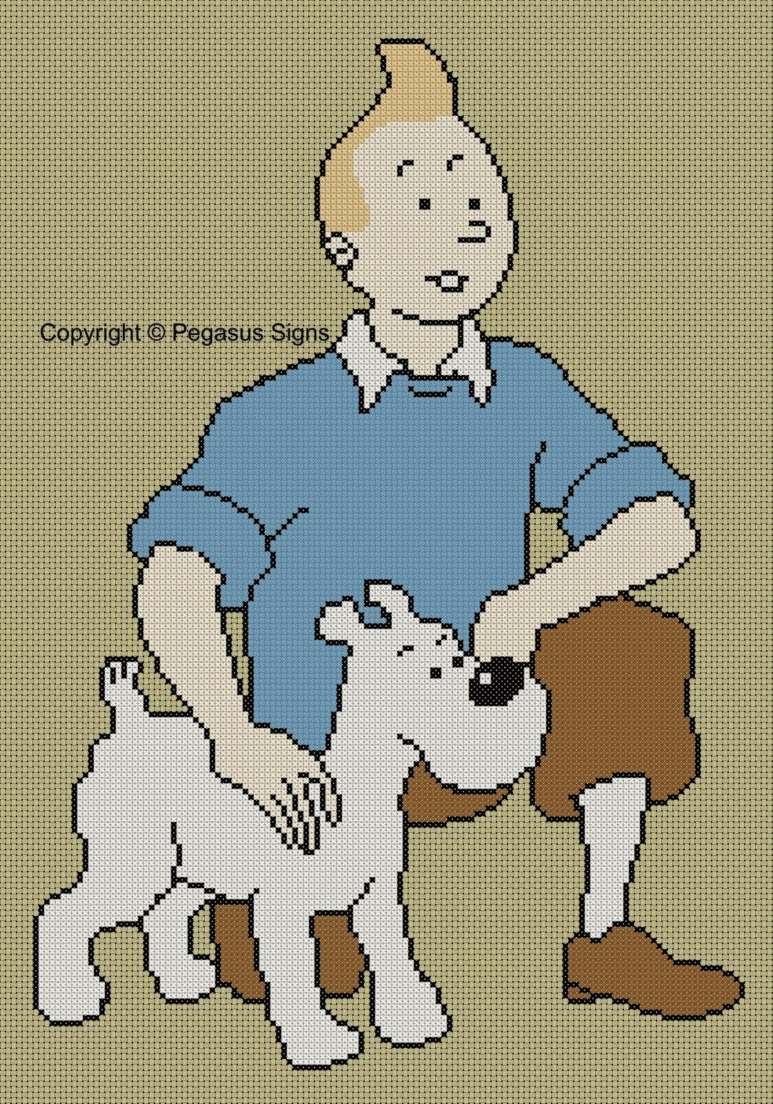 Snowy and Tintin Cross Stitch Pattern Only pdf Jpg Files Retro Tv ...