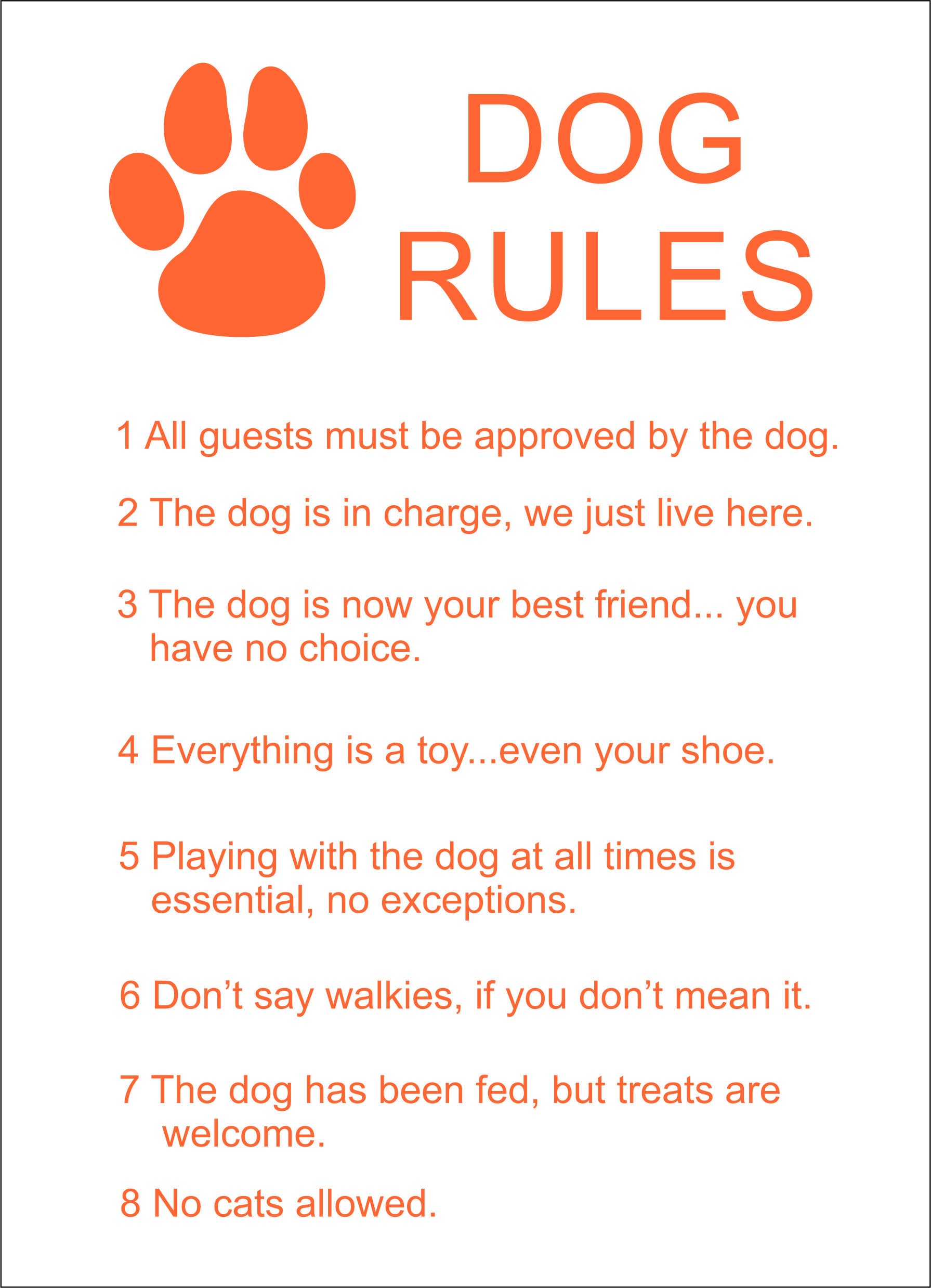 Pet Rules Novelty Fun Hanging Sign Two Sizes Various Colours Choices ...