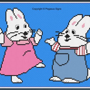 Max and Ruby Cross Stitch Pattern Only PDF/JPEG Files - Kidstv, Cartoons, White Rabbits, Animal ...