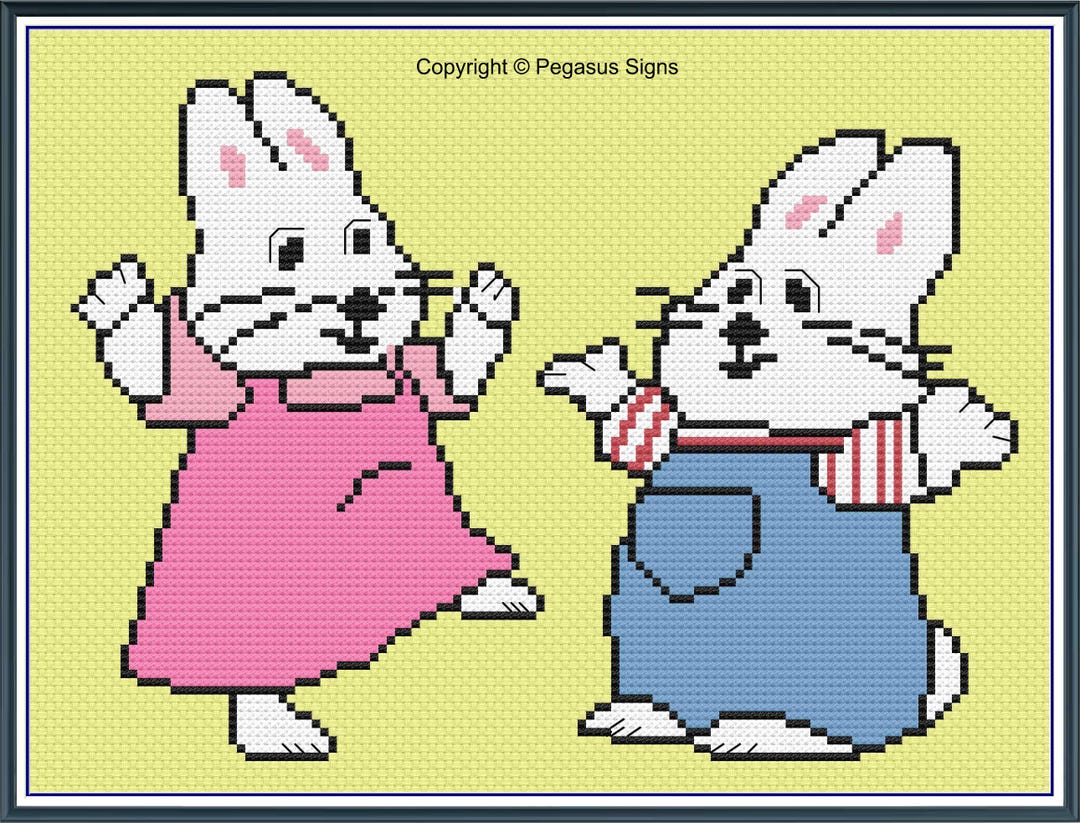 Max and Ruby Cross Stitch Pattern Only PDF/JPEG Files - Kidstv, Cartoons, White Rabbits, Animal ...
