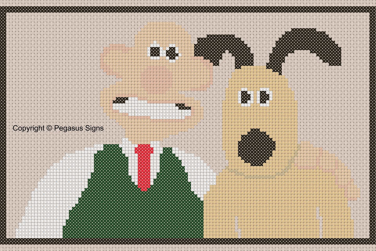 Wallace and Gromit Cross Stitch Pattern (PDF/JPG) TV Cartoon - Etsy