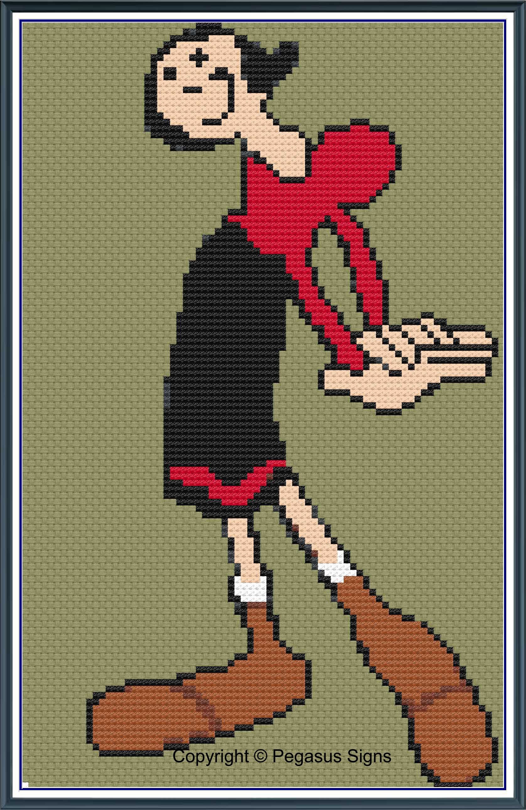 Olive Oyl Cross Stitch Pattern Only PDF/JPEG Files Sailor Cartoon ...