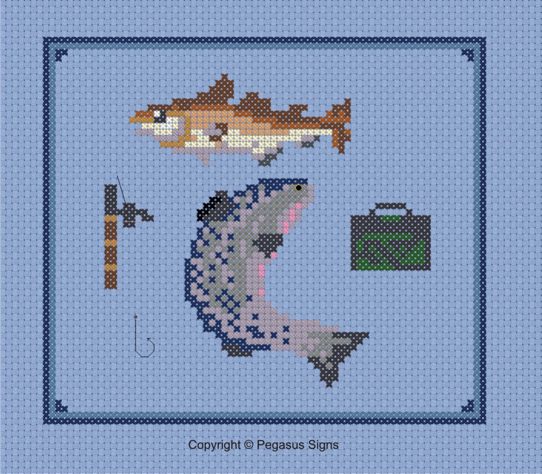 Fishing Sampler Cross Stitch Pattern Only PDF/JPEG Files Fishing Hobby ...