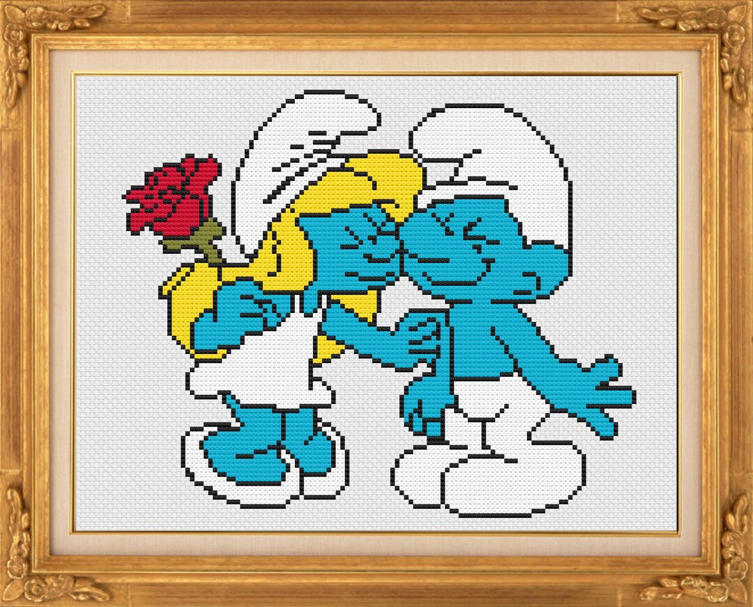 Smurfs Cross Stitch Pattern Only PDF/JPEG Files - Stitch a Gift, Wall ...