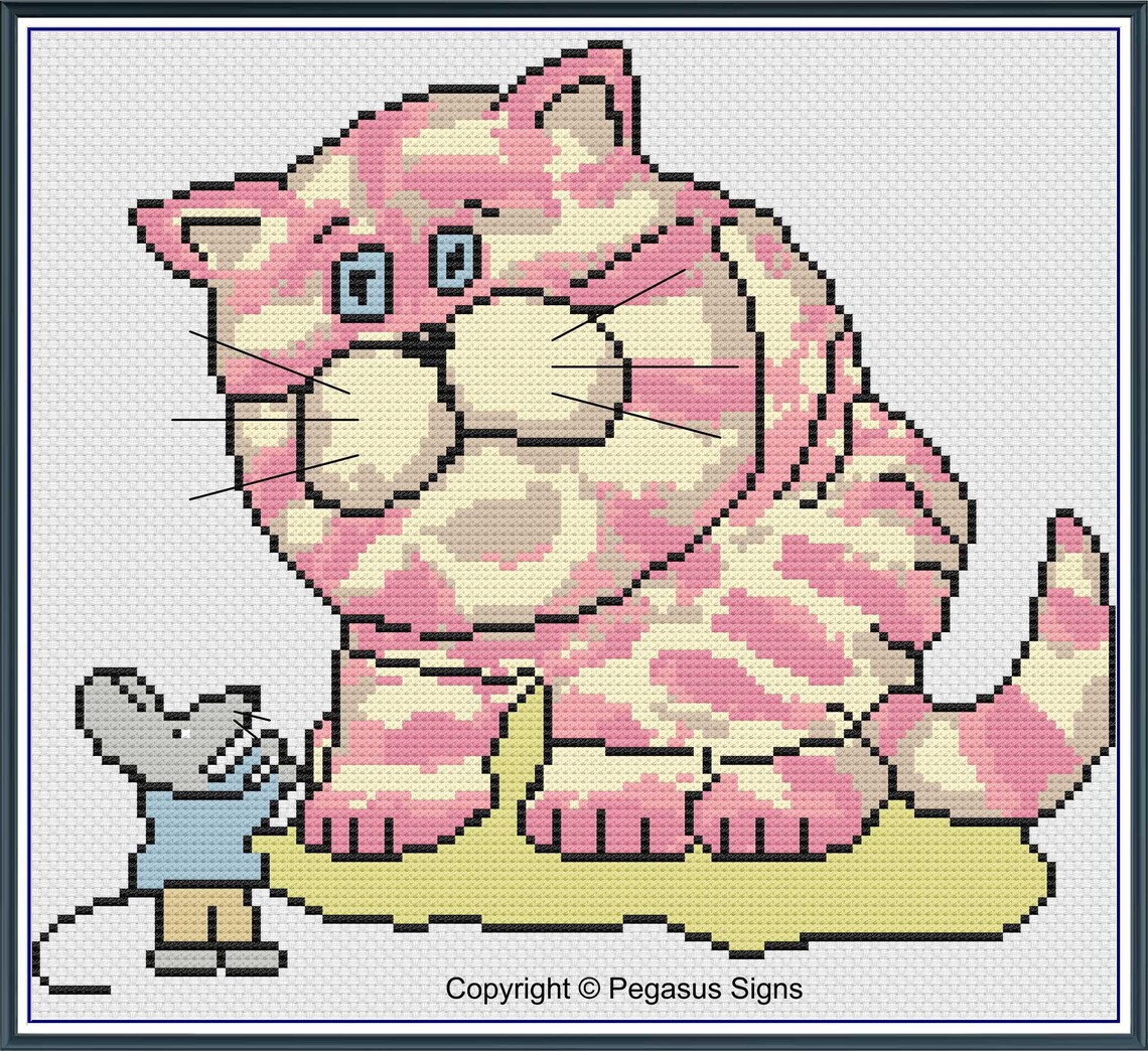 Bagpuss Cat Cross Stitch Pattern - Retro Kids TV (PDF/JPEG) - Etsy