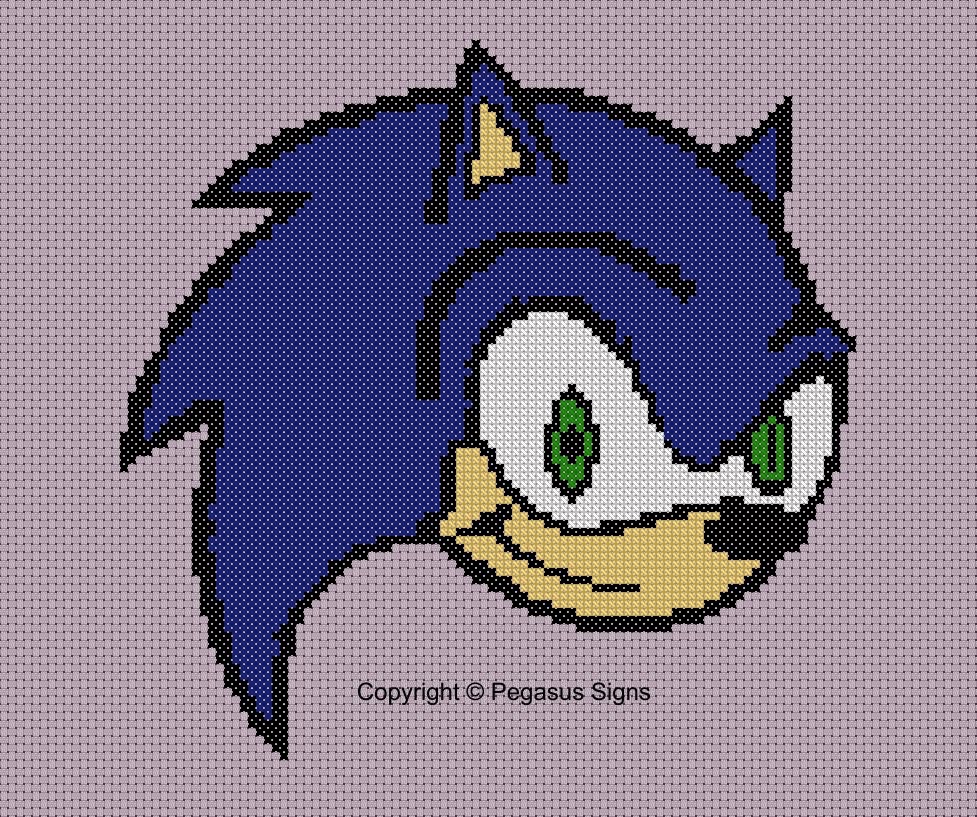 Sonic the Hedgehog Motif Cross Stitch Pattern Only pdf Jpg Files ...