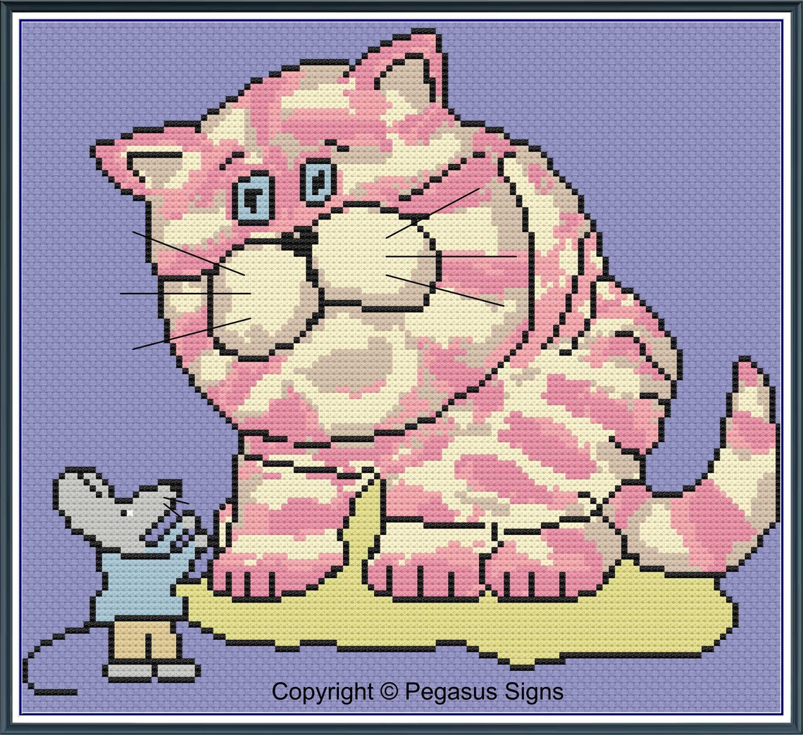 Bagpuss Cat Cross Stitch Pattern - Retro Kids TV (PDF/JPEG) - Etsy