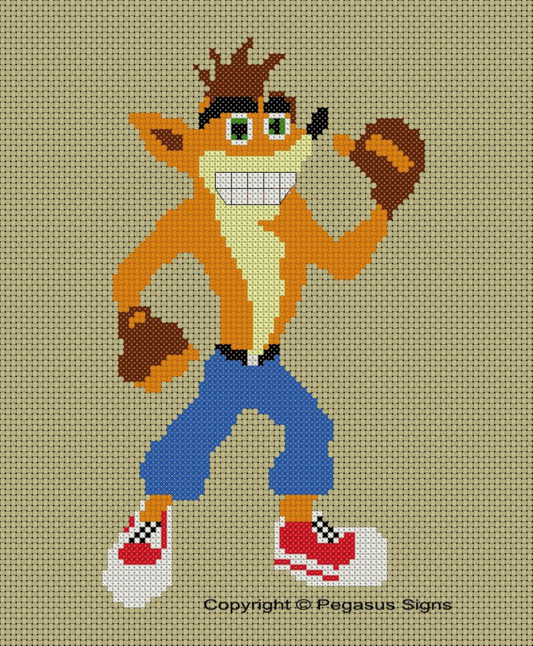 Crash Bandicoot Cross Stitch Pattern Only pdf Jpg Files Gaming Naughty ...