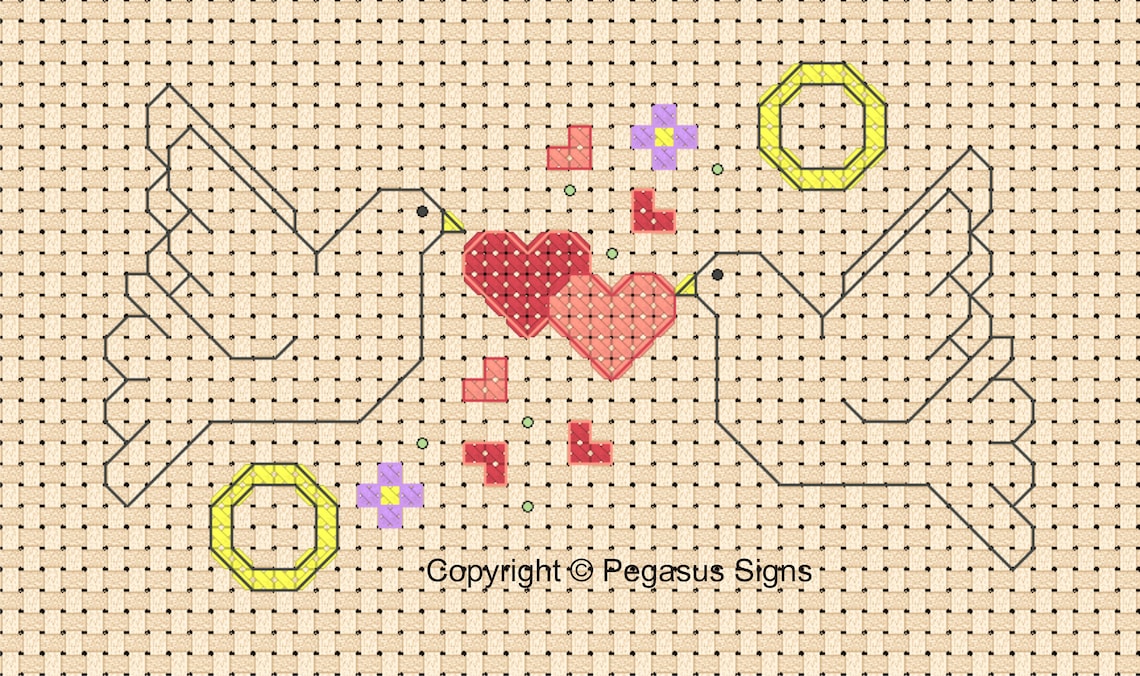 Two Doves Wedding Cross Stitch Pattern Only PDF/JPEG Files Designer ...