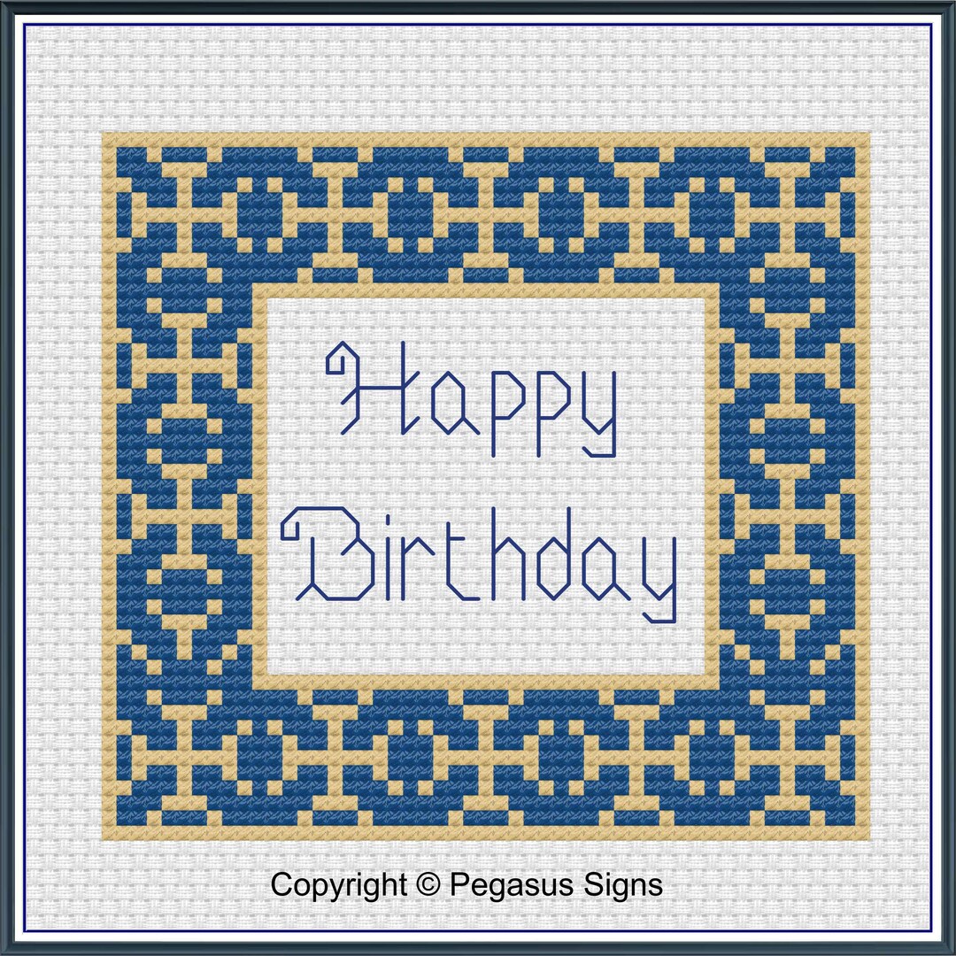 Happy Birthday Cross Stitch Pattern Only PDF/JPEG Files - Fancy Border ...
