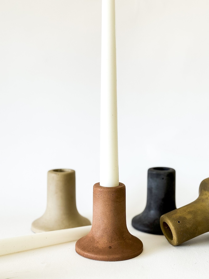 Mina Tall Taper Candle Holder, Candlestick Holder, Cement Candle Holder, Modern Home Decor ...