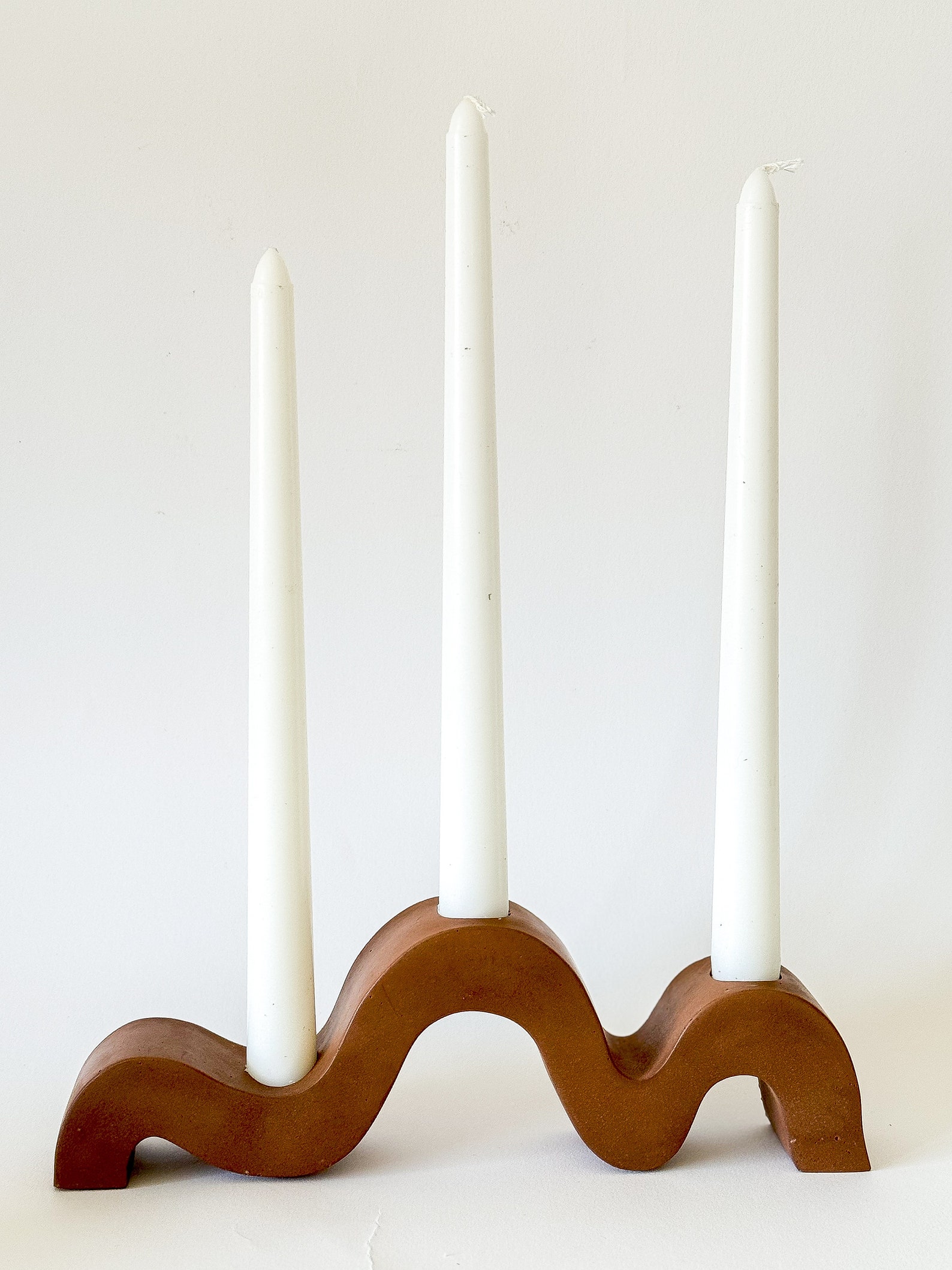 Handcrafted Triple Candle Holder, Modern Wavy Design, Centerpiece Decor ...