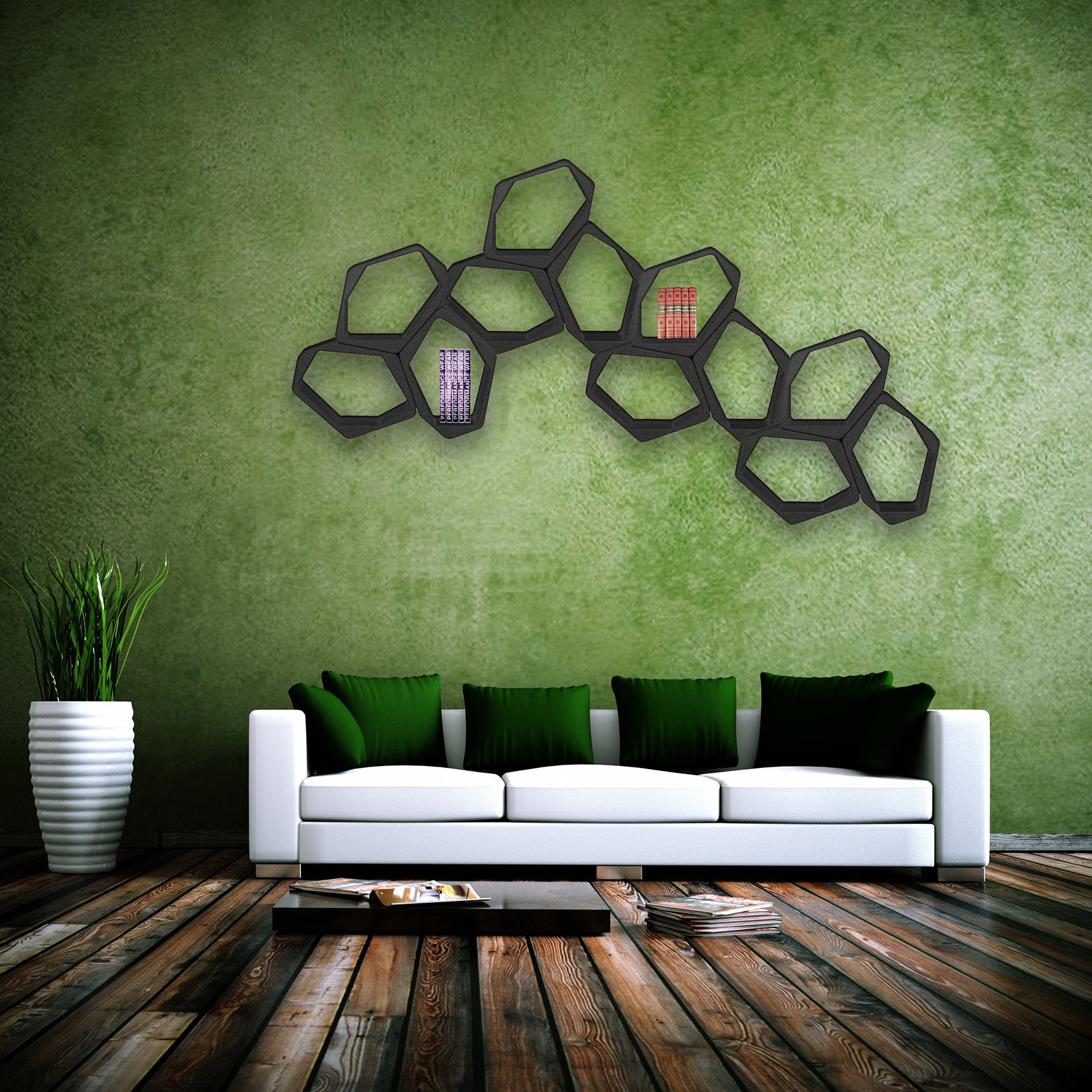 BUILD Hexagon Shelves set of 6 Modular Bookcase | Etsy