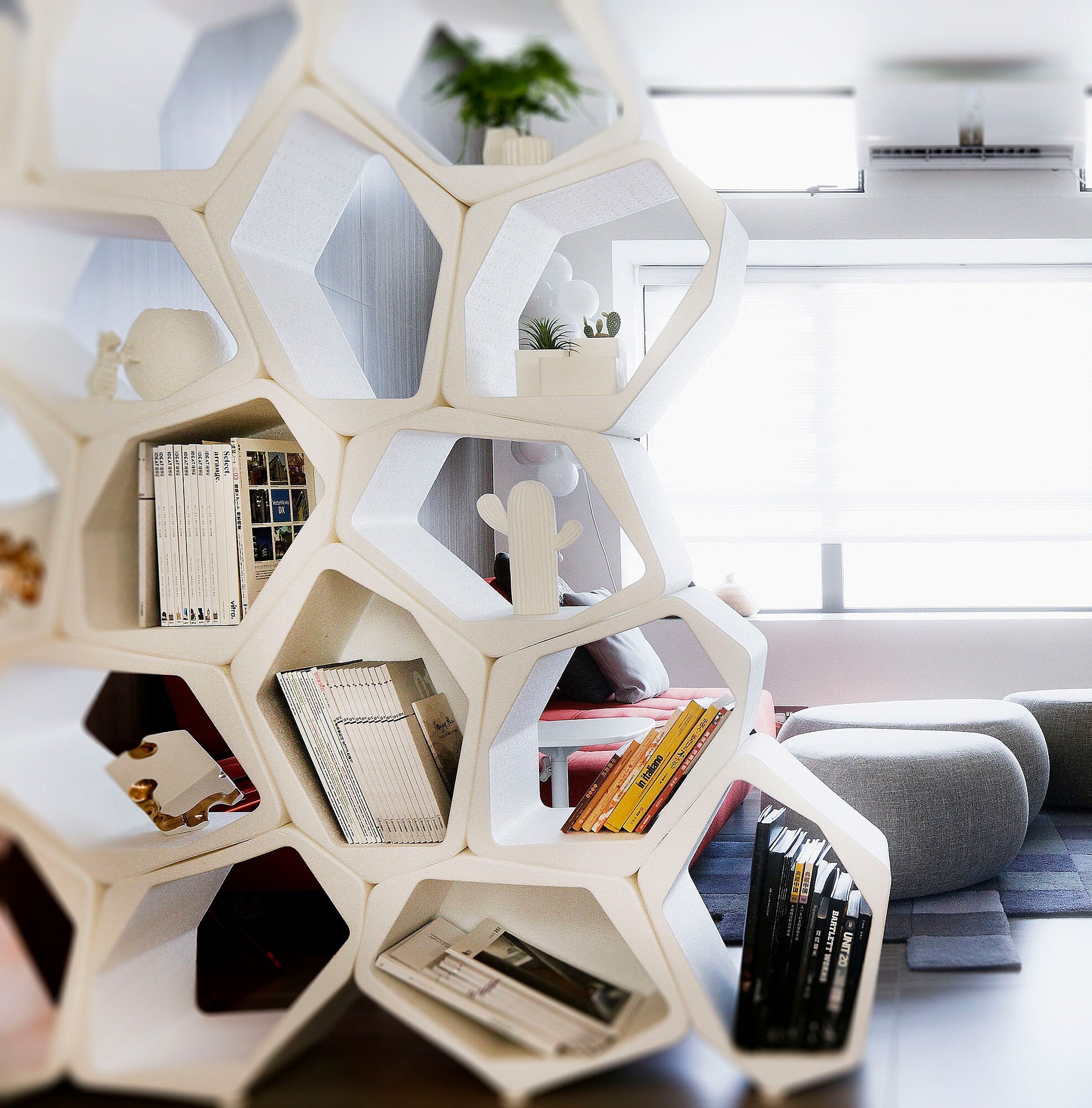 Large Hexagon Shelves (2 Units) | Wall Bookshelf | Honeycomb Shelving ...