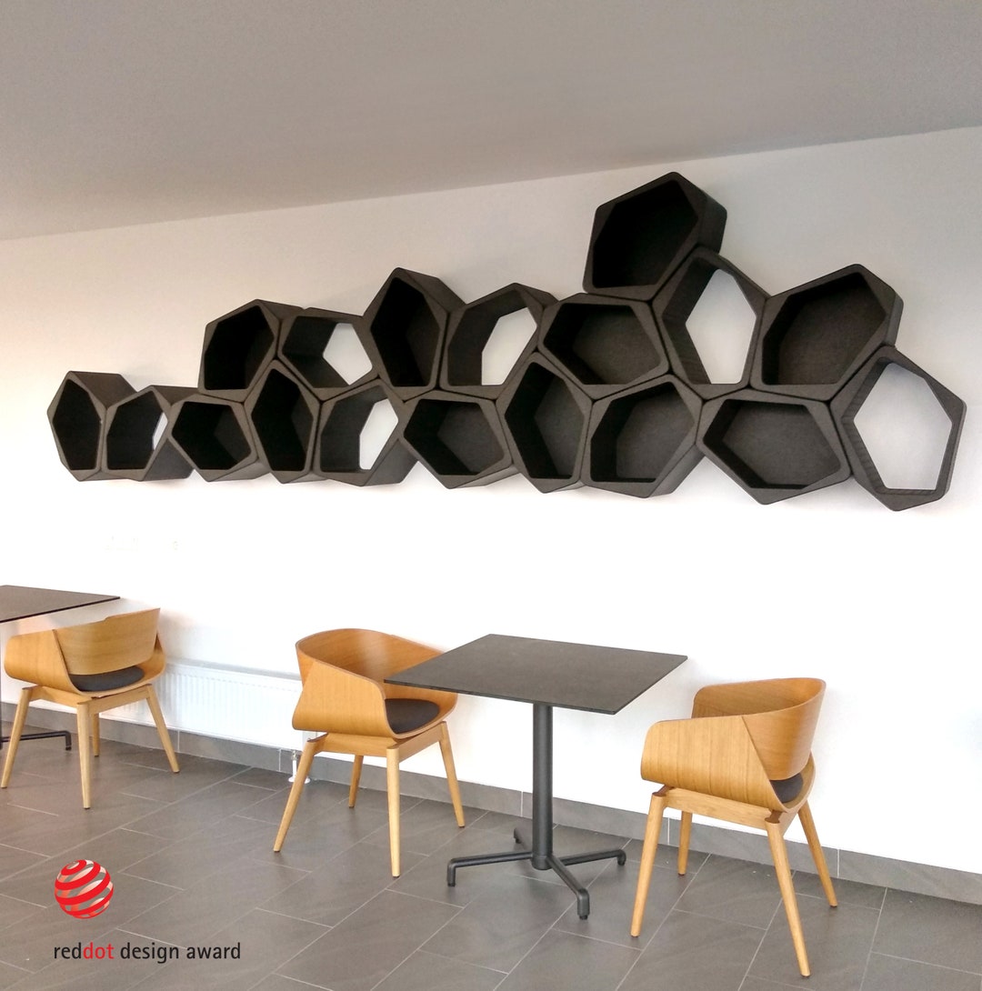 BUILD Hexagon Shelves set of 12 Modular Wall Shelving Floating Bookcase ...