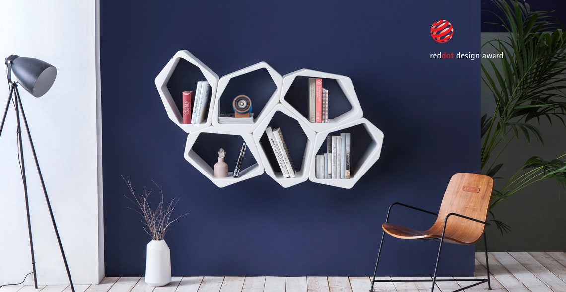 BUILD Hexagon Shelves set of 6 Modular Bookcase | Etsy