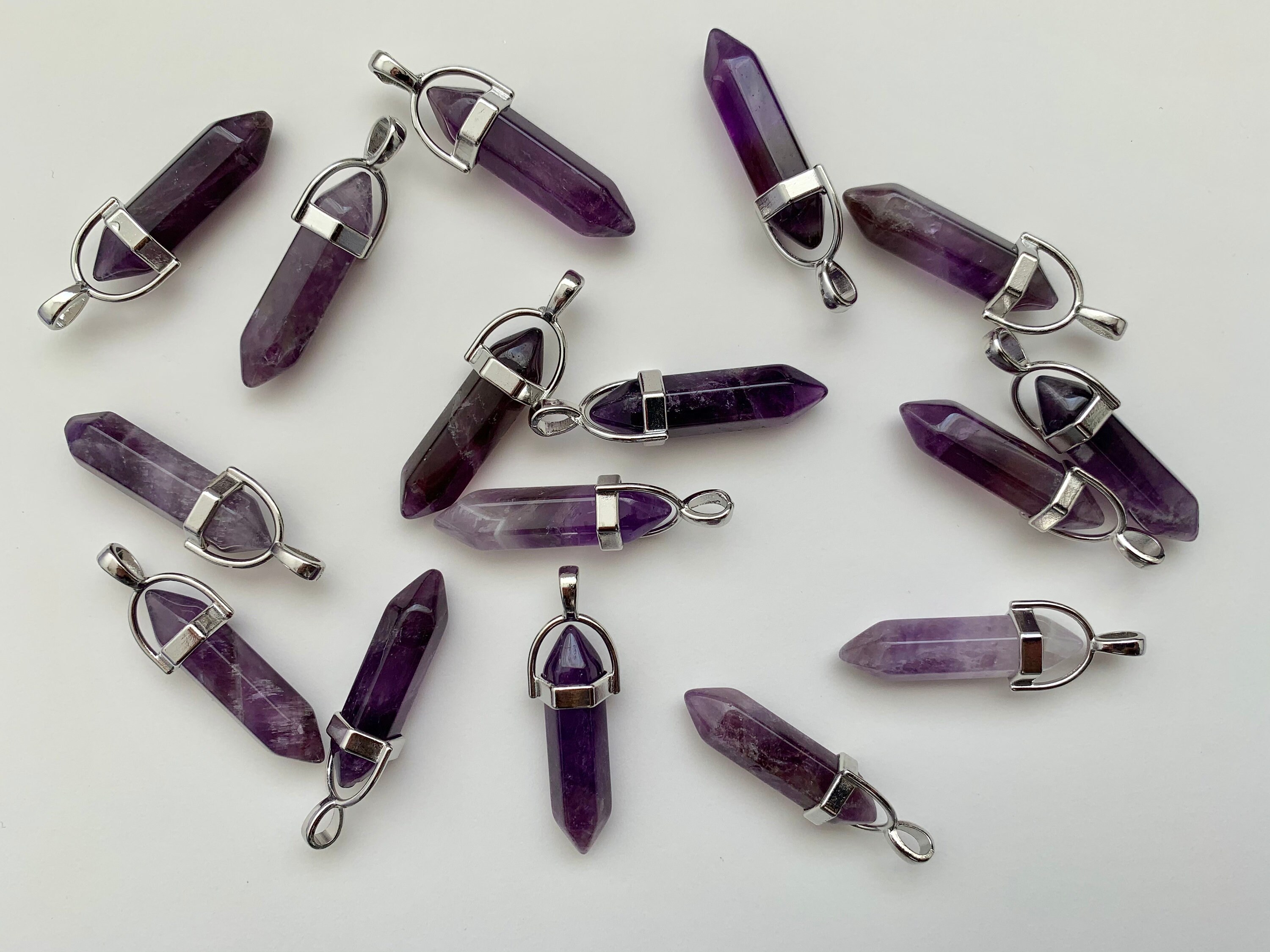 Amethyst Crystal Point Choker Jewellery Pillar Necklace Faux | Etsy