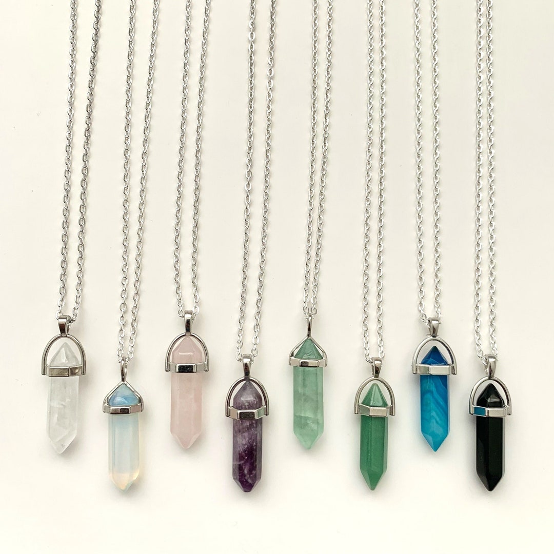 Crystal Pillar Point Necklace Natural Gemstone Semi Precious - Etsy