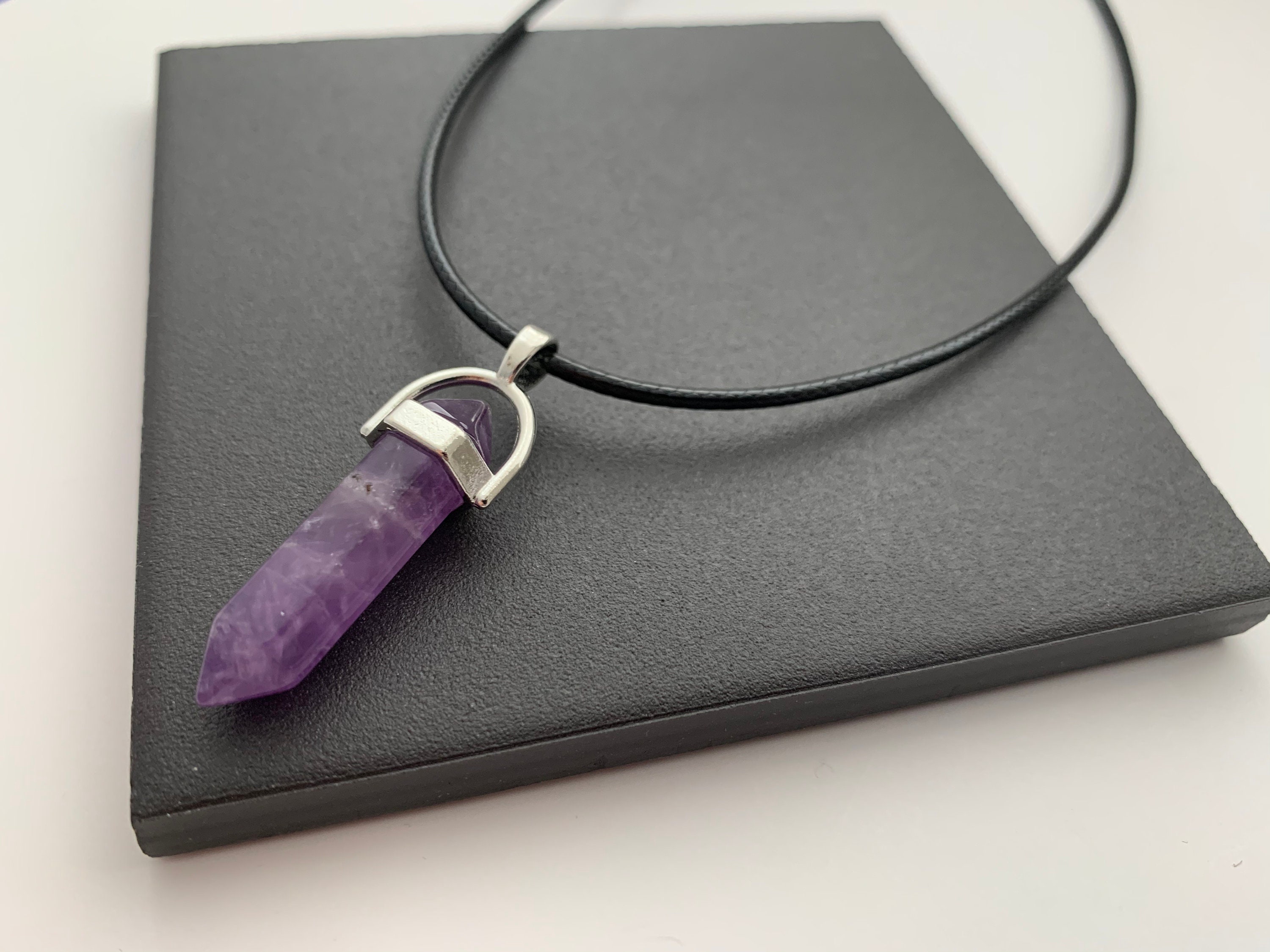 Amethyst Crystal Point Choker Jewellery Pillar Necklace Faux | Etsy