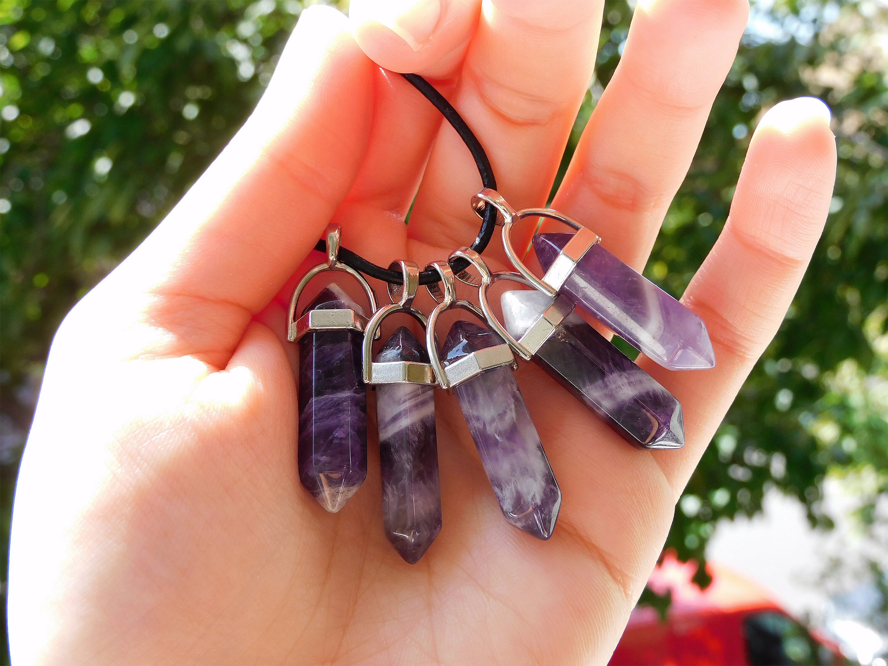 Amethyst Crystal Point Choker Jewellery Pillar Necklace Faux | Etsy