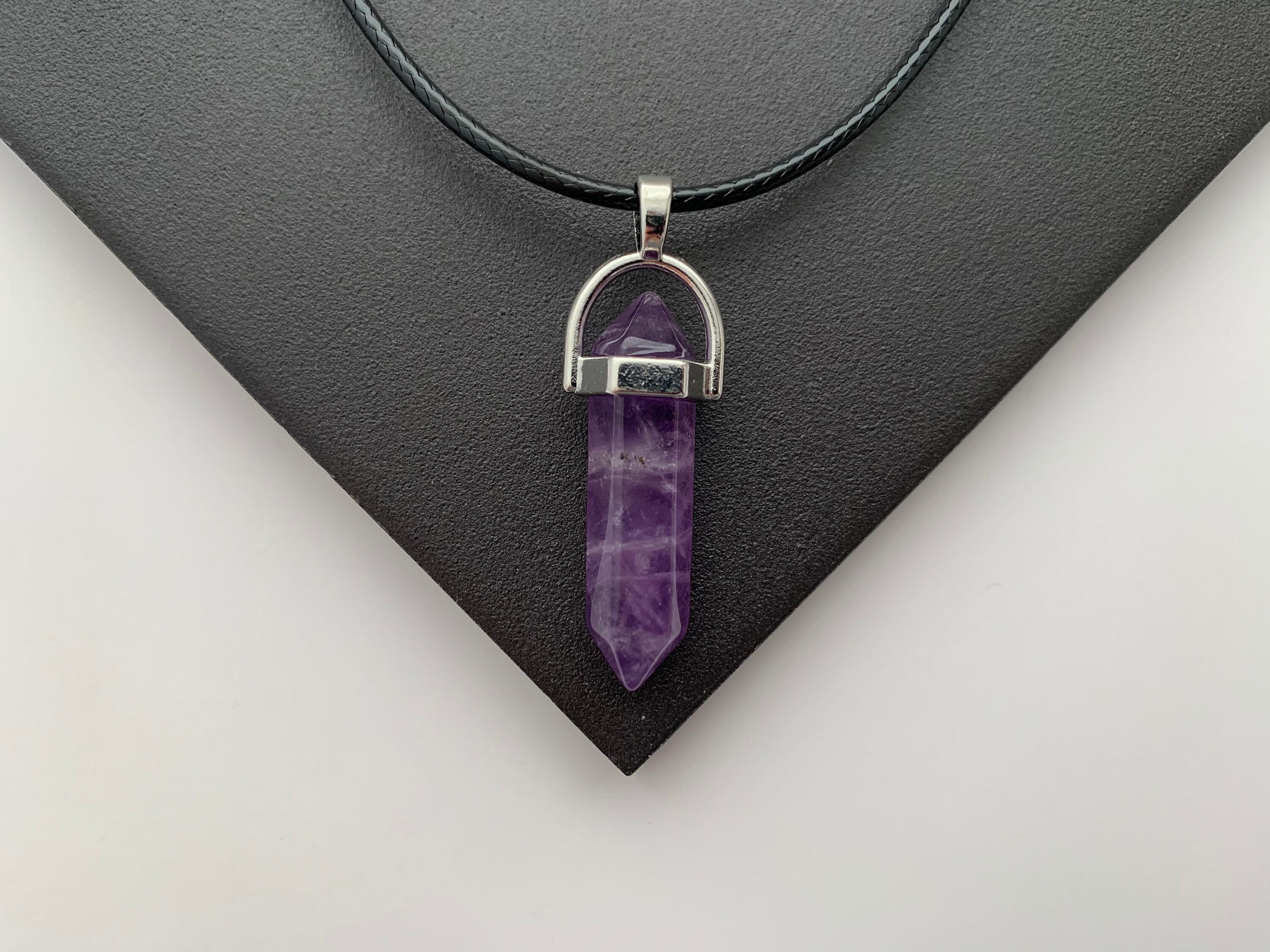 Amethyst Crystal Point Choker Jewellery Pillar Necklace Faux | Etsy