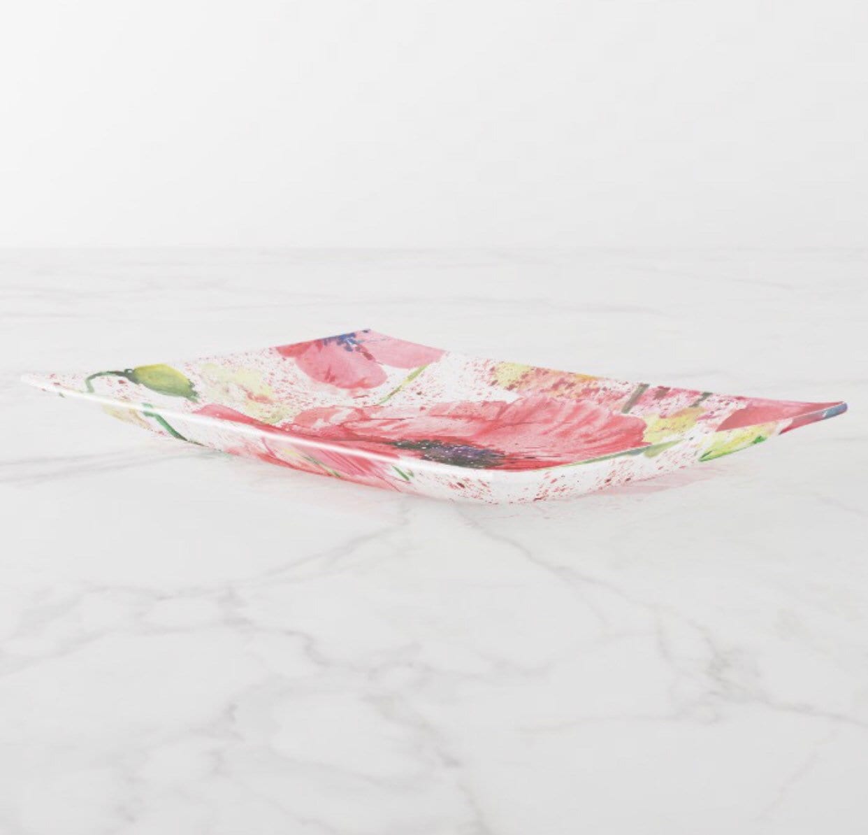 Glass Tray, Red Poppy Gypsy Garden Floral, Wildflower, Glass Trinket Tray