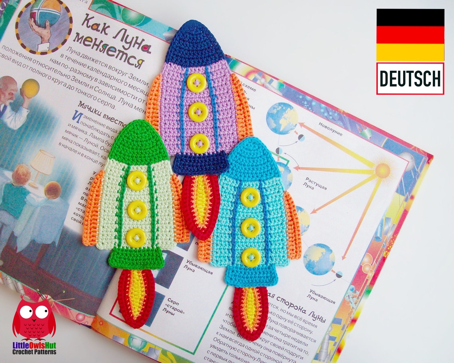 074DE Häkelanleitung Rakette Lesezeichen Hausdeko PDF - Etsy.de