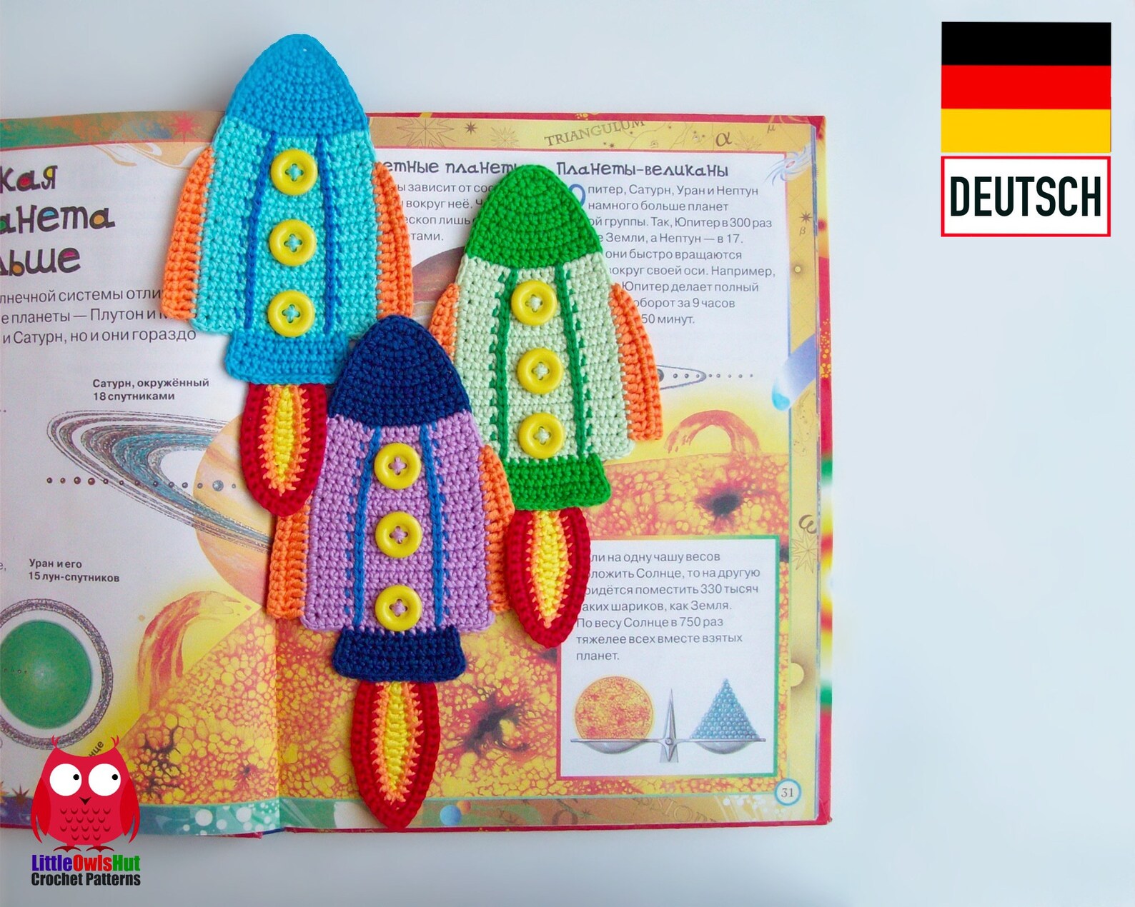 074DE Häkelanleitung Rakette Lesezeichen Hausdeko PDF - Etsy.de