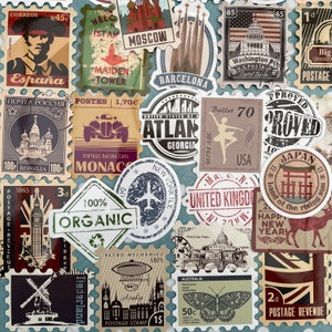 Postage Stamp Travel Destination Stickers of the World. Travel Stickers ...