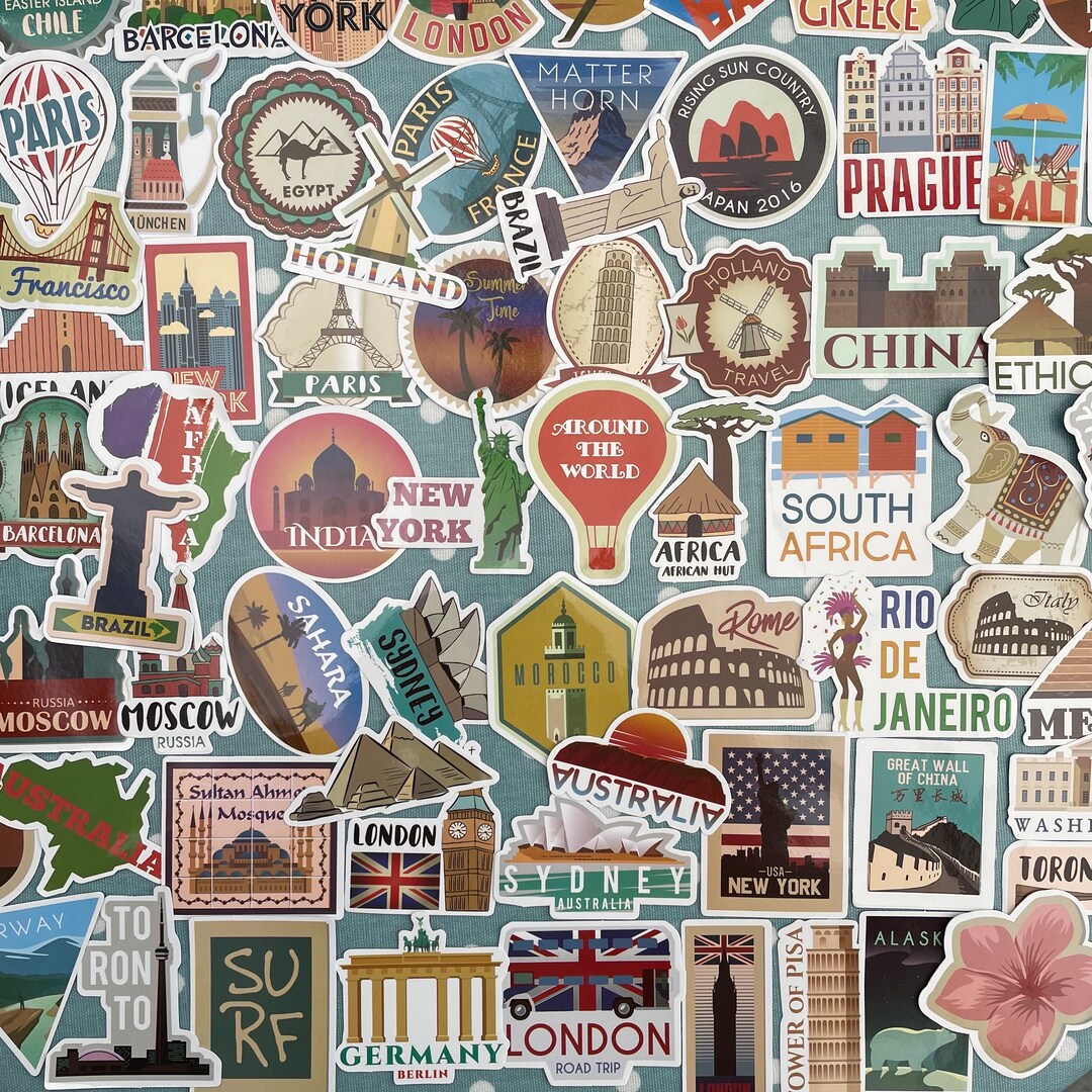 World Destinations Countries Attractions Travel Stickers. - Etsy