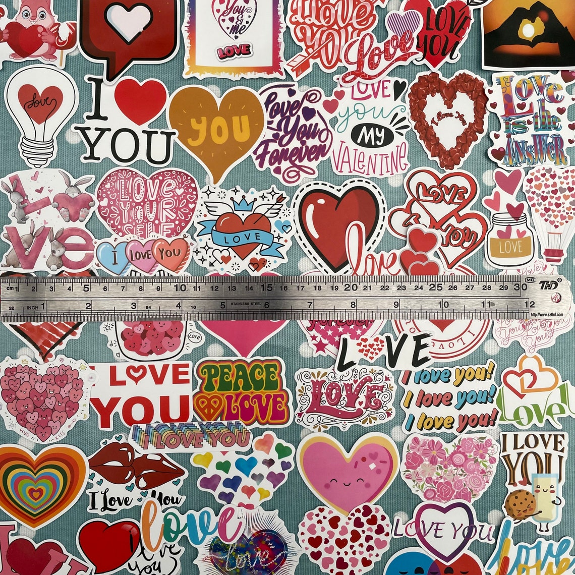 Love and romance stickers. assorted pack of 50 | Etsy