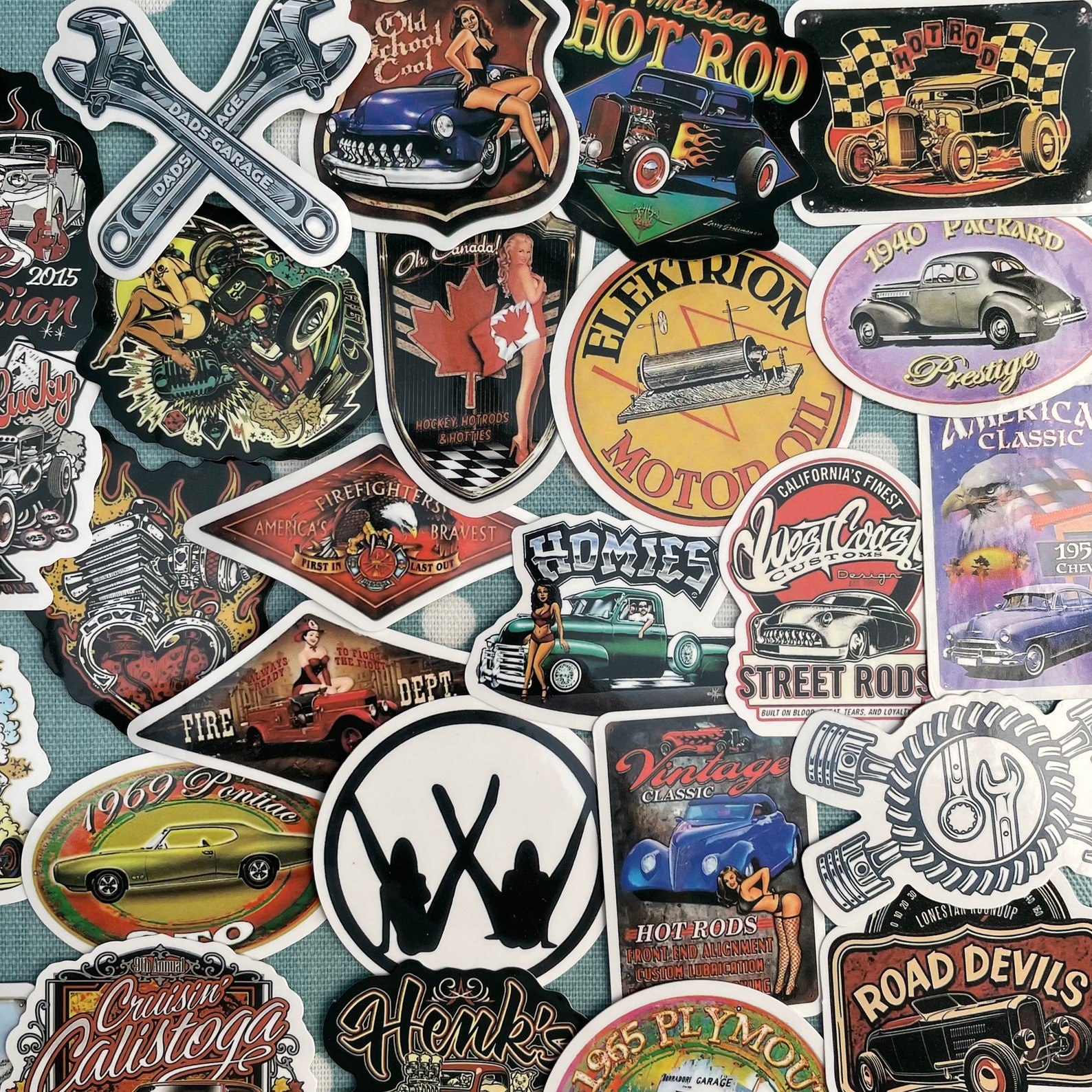 Hot Rod Pin up Girl Vintage Garage Sign Style Retro Stickers Assorted ...