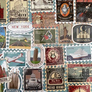 Postage Stamp Travel Destination Stickers of the World. Travel Stickers ...