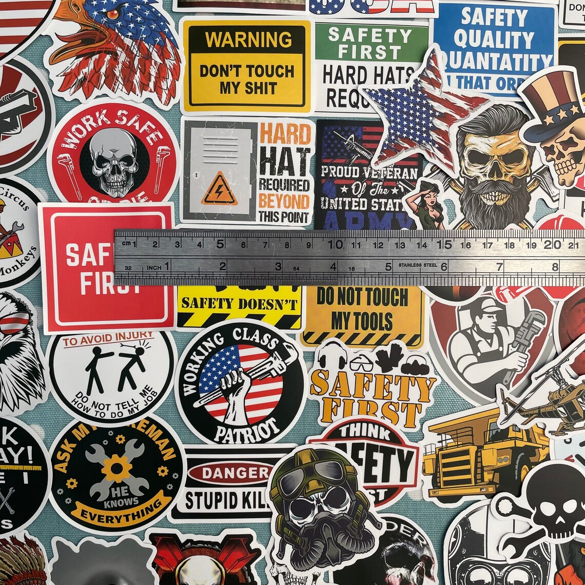 Men at work funny workplace safety stickers assorted pack of | Etsy