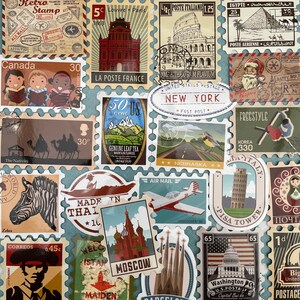 Postage Stamp Travel Destination Stickers of the World. Travel Stickers ...