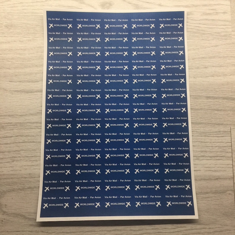 Airmail Stickers A4 Print at Home Template - Etsy UK