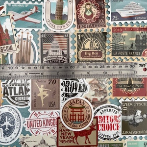 Postage Stamp Travel Destination Stickers of the World. Travel Stickers ...