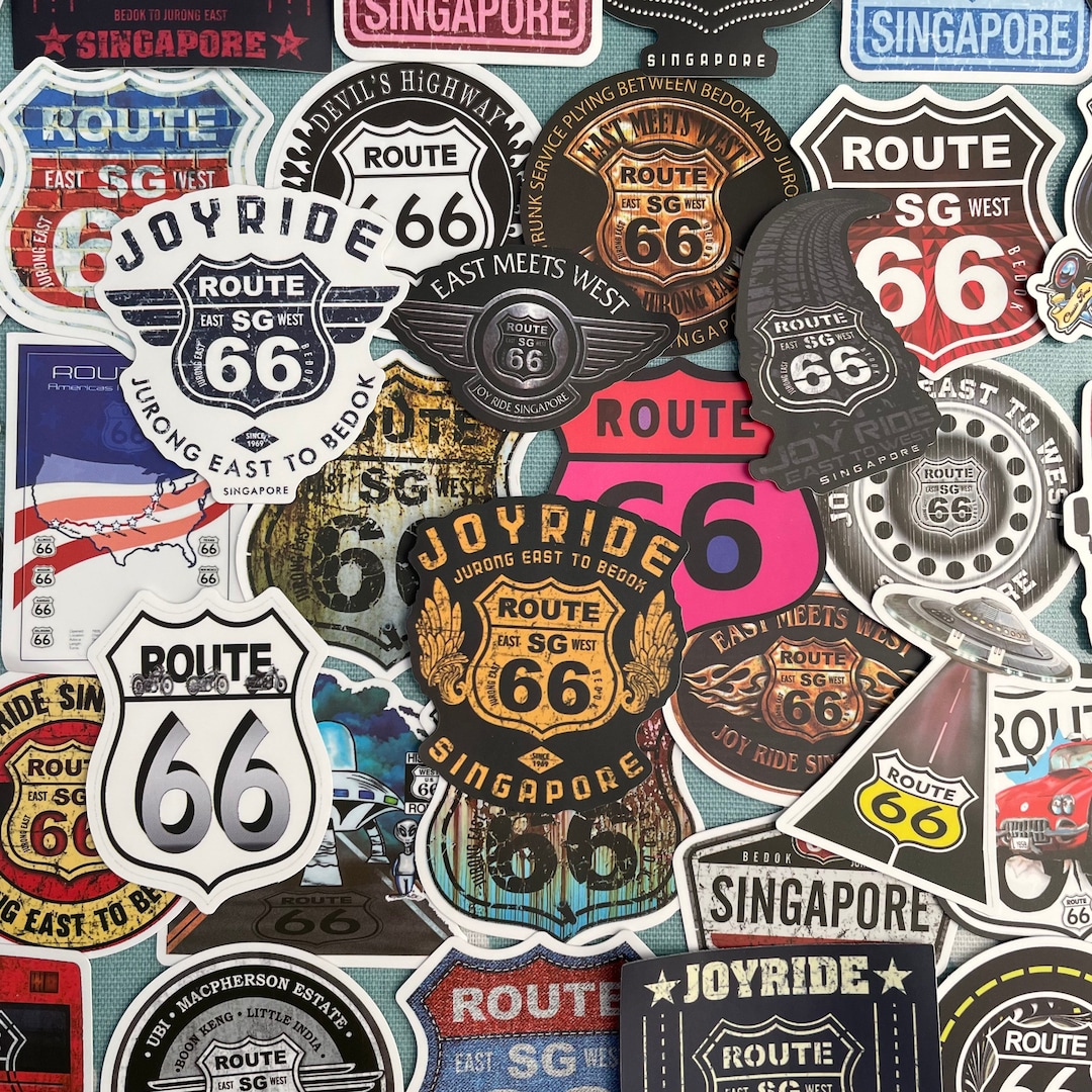 Historic Route 66, Vintage Garage Sign Style Retro Stickers Assorted ...