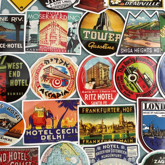 Vintage Hotels Travel Destination Stickers of the World. - Etsy