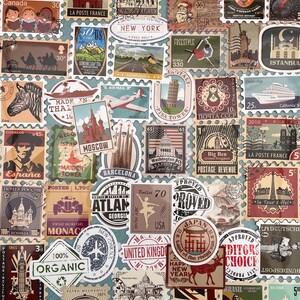 Postage Stamp Travel Destination Stickers of the World. Travel Stickers ...