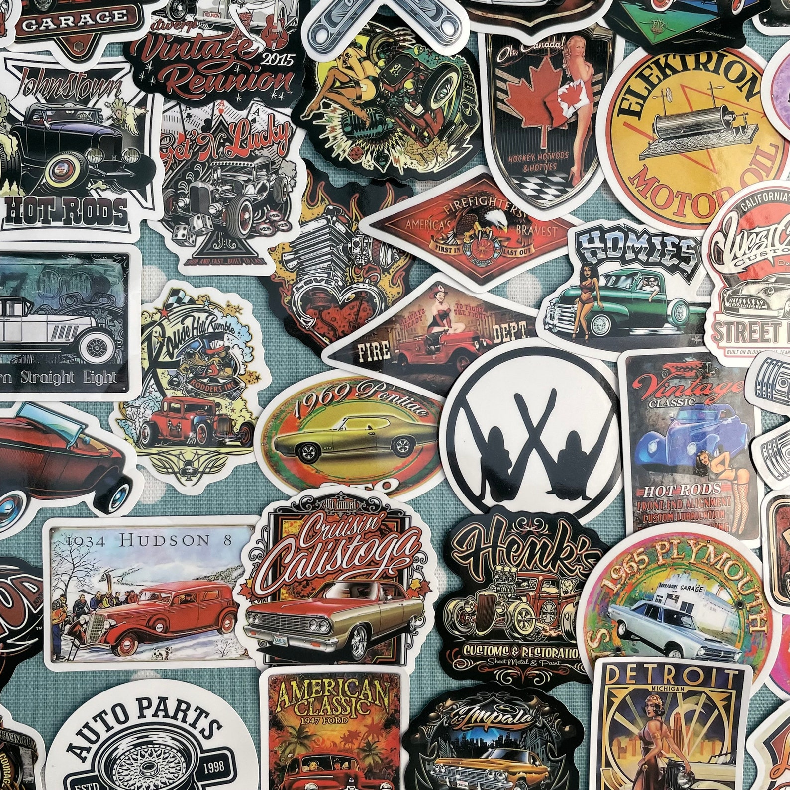 Hot Rod Pin up Girl Vintage Garage Sign Style Retro Stickers Assorted ...
