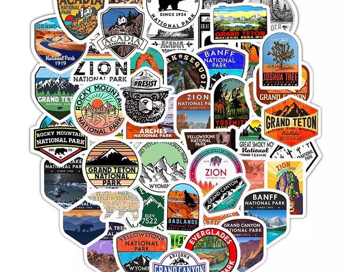 National Parks of North America. Travel Stickers Assorted Pack of 50 - Etsy